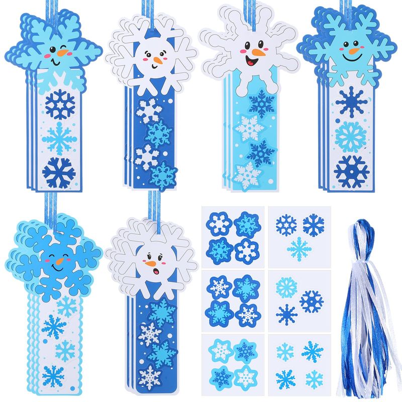 Briwooody 24 Sets Snowflake Bookmark Craft Kits Winter Crafts for Kids ...