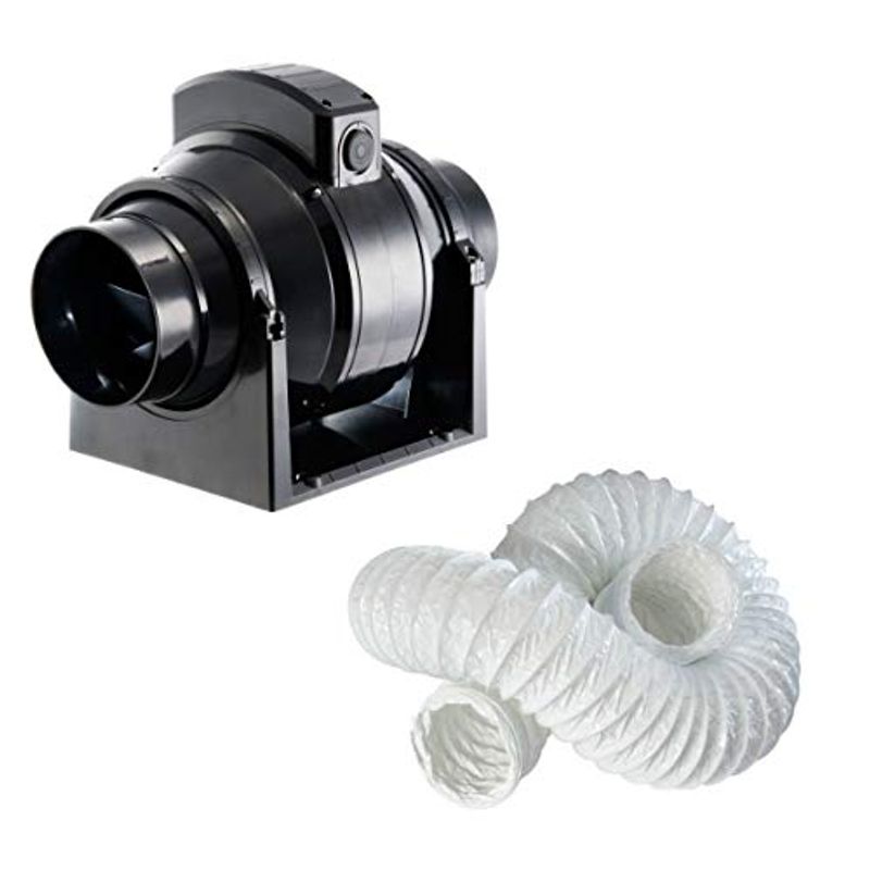 Manrose MF100T in-Line Mixed Flow Extractor Fan 100mm / 4 inch (Timer ...