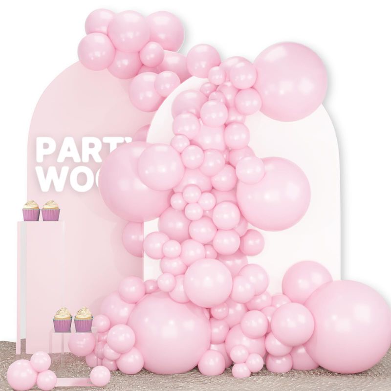 PartyWoo Pink Balloons 142 pcs Light Pink Balloons Different Sizes Pack ...