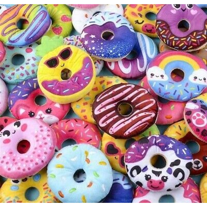Six 5" Donut Plush Stuffed Animals Half Dozen Play Food Cute Assortment ...