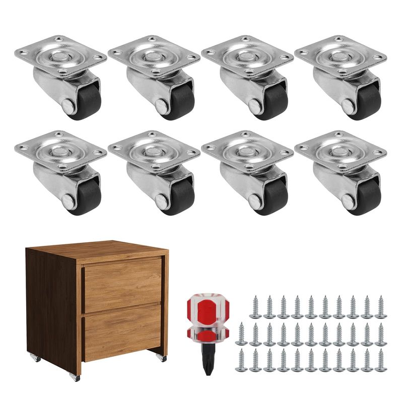 FunWorth Pack of 8 Mini Swivel Castors 360°, Small Furniture Castors ...