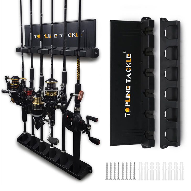 Topline Tackle 2 Set Vertical Fishing Rod Holders for Garage, Wall ...