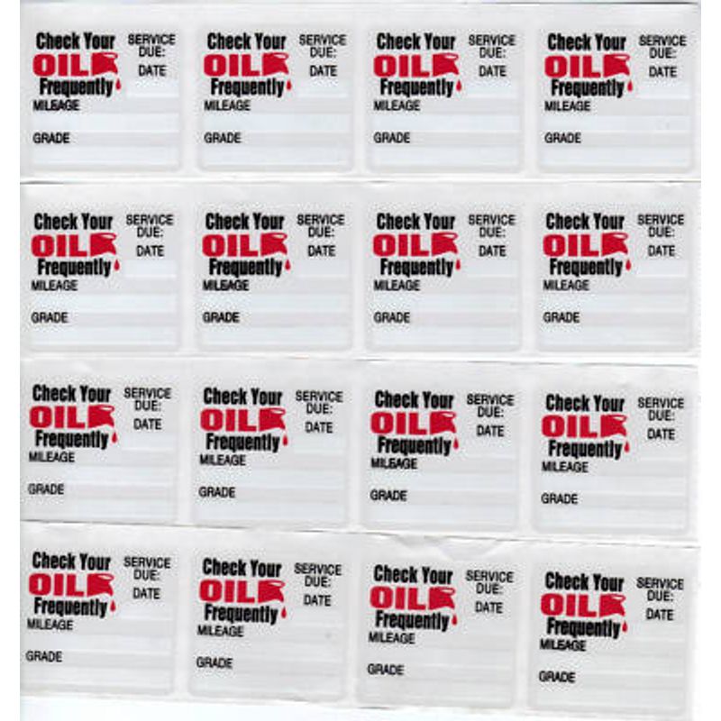20 GENERIC STATIC CLING OIL CHANGE STICKER DECALS - Online Marketplace ...