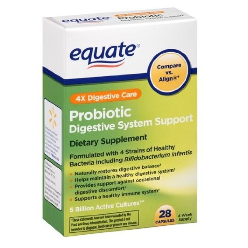 Equate - Probiotic, Digestive System Support, 4X Digestive Care, 28 ...