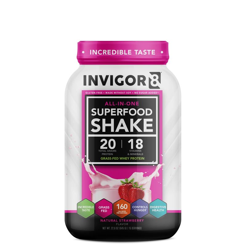INVIGOR8 Superfood Grass Fed Whey Protein Isolate Shake Natural ...