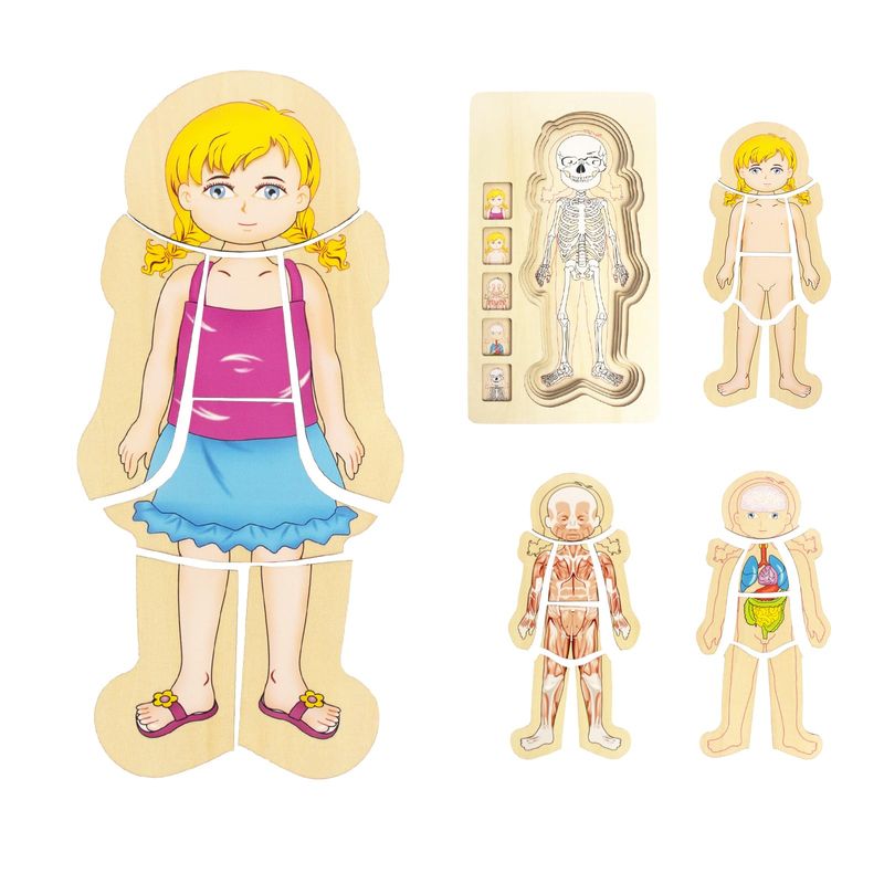 WOODENFUN My Body Puzzle for Children 3-5, Montessori Anatomy Game Set ...