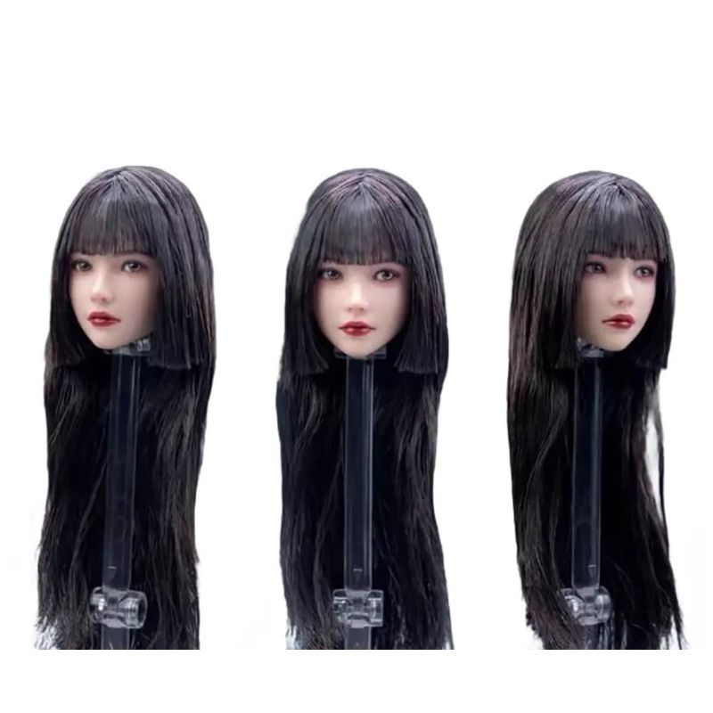 SOUFORCE 1/6 Scale Female Planted Hair Head Sculpt Cool Girl Straight ...