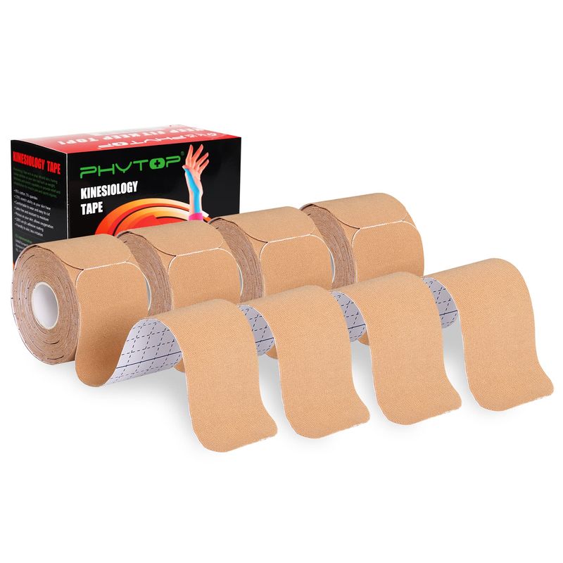 PHYTOP Kinesiology Tape Pre Cut - Beige Physio Tape Strips for Muscle, Joints& Tendons - Pre-Cut ...