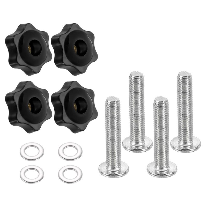 sourcing map 4 Sets Star Knob Kit, M8 Metric Thread 38mm Head Threaded 6-Star Knobs with M8 x ...