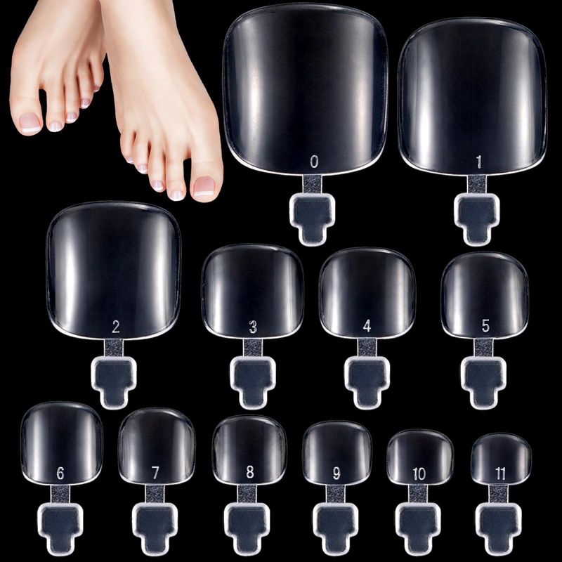 JSRQT False Nail for Toes Natural Fake Toe Nail Art Tips Clear Acrylic ...