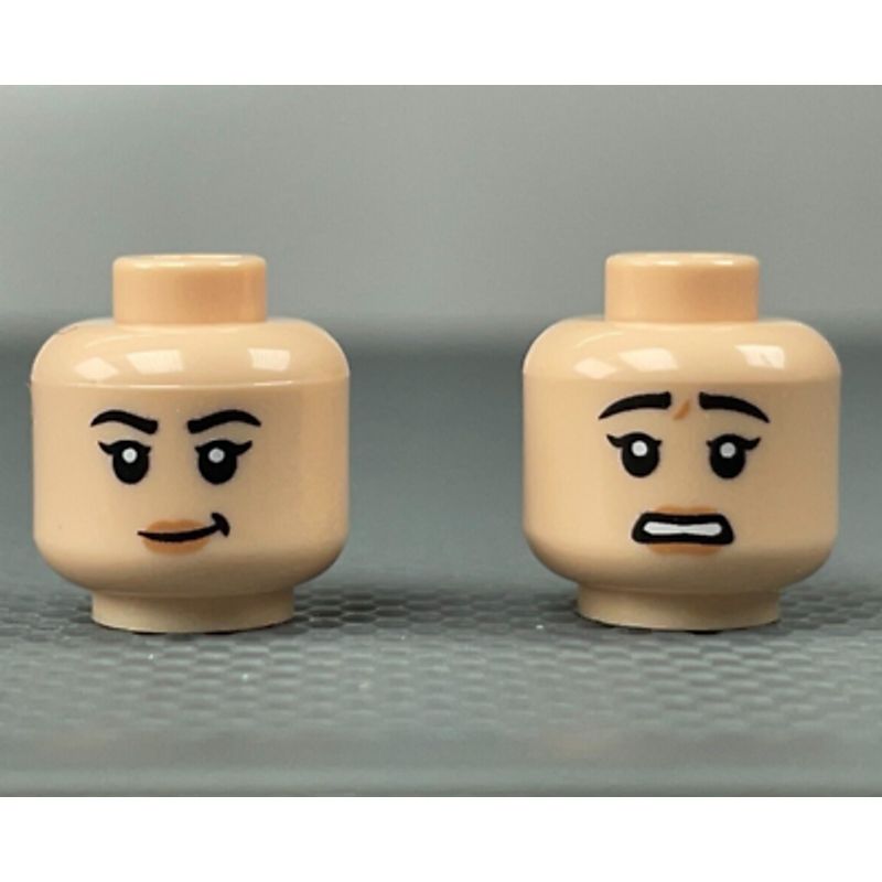 LEGO Female Minifigure Light Nougat Head Black Eyebrows Lopsided Grin ...