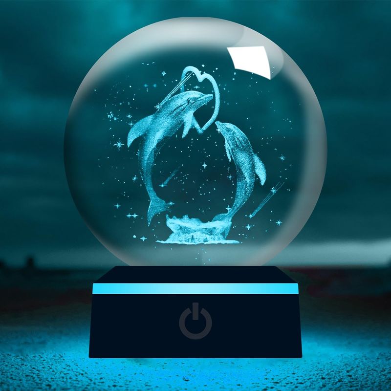 YATOSEEN 3D Dolphin Crystal Ball with Multicolor Mood Light, K9 Mini ...