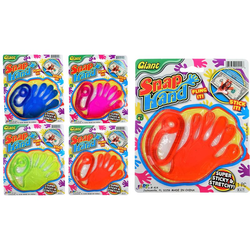 JA-RU Giant Glitter Sticky Hands (3 Toys Assorted) Large Stretchy Hand ...