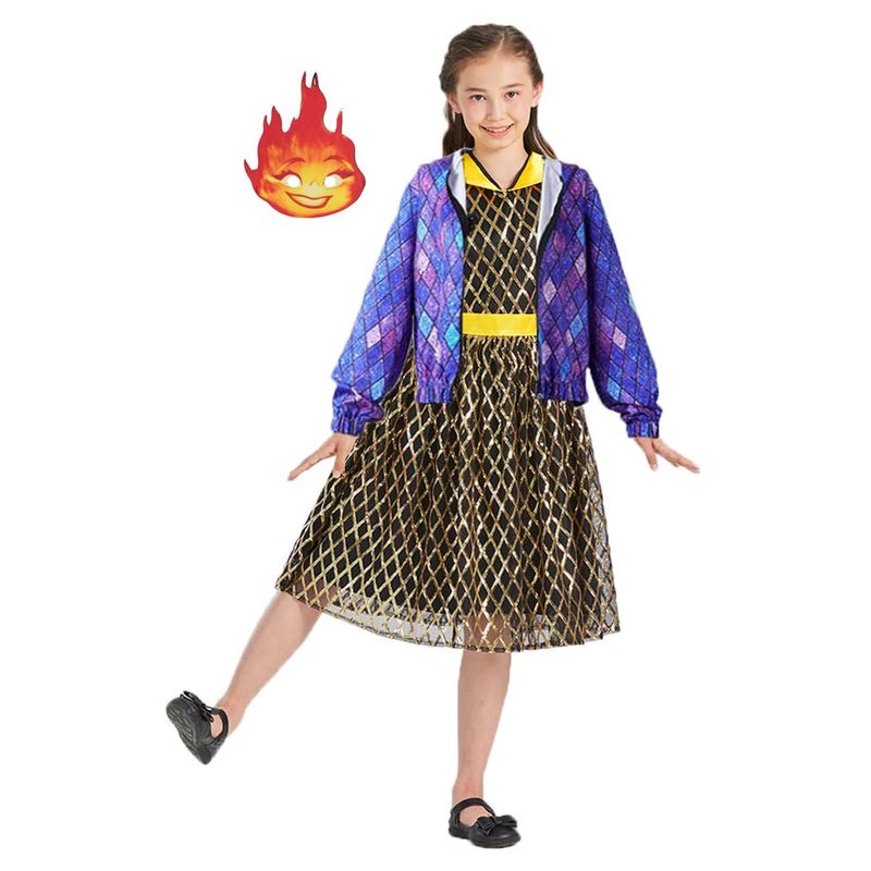 EOILFM Halloween Girls Elemental Ember Costume Cosplay Dress Set Outfit ...