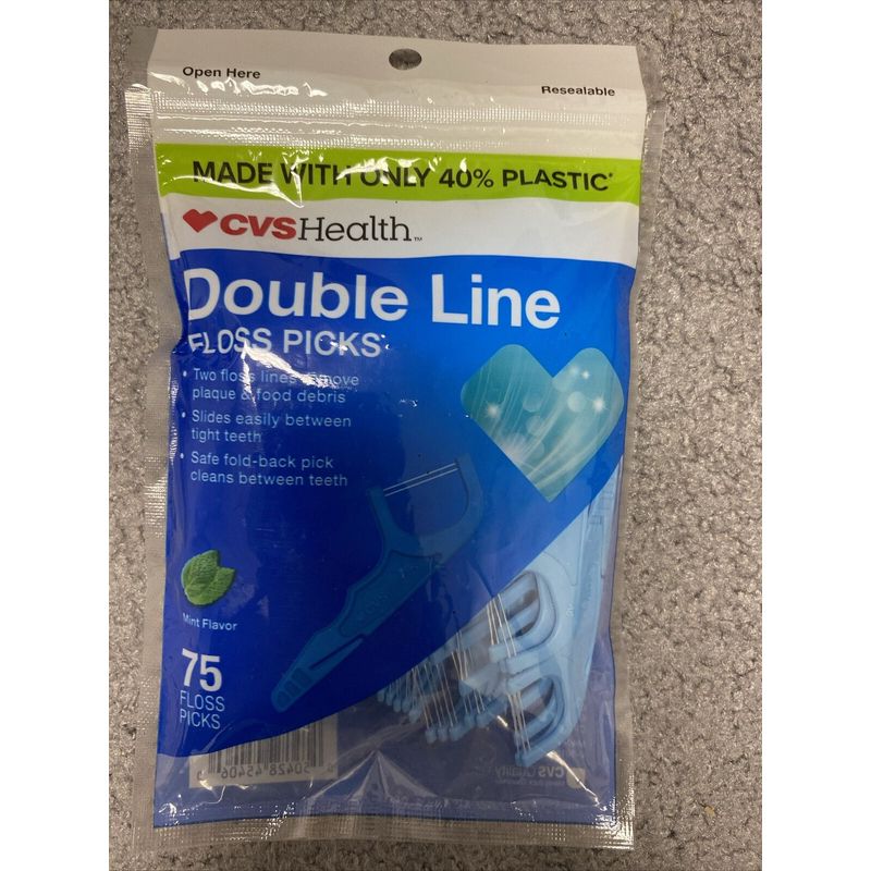 4 pack CVS Health Double Line Floss Picks 75 Floss Picks per bag = 300 ...