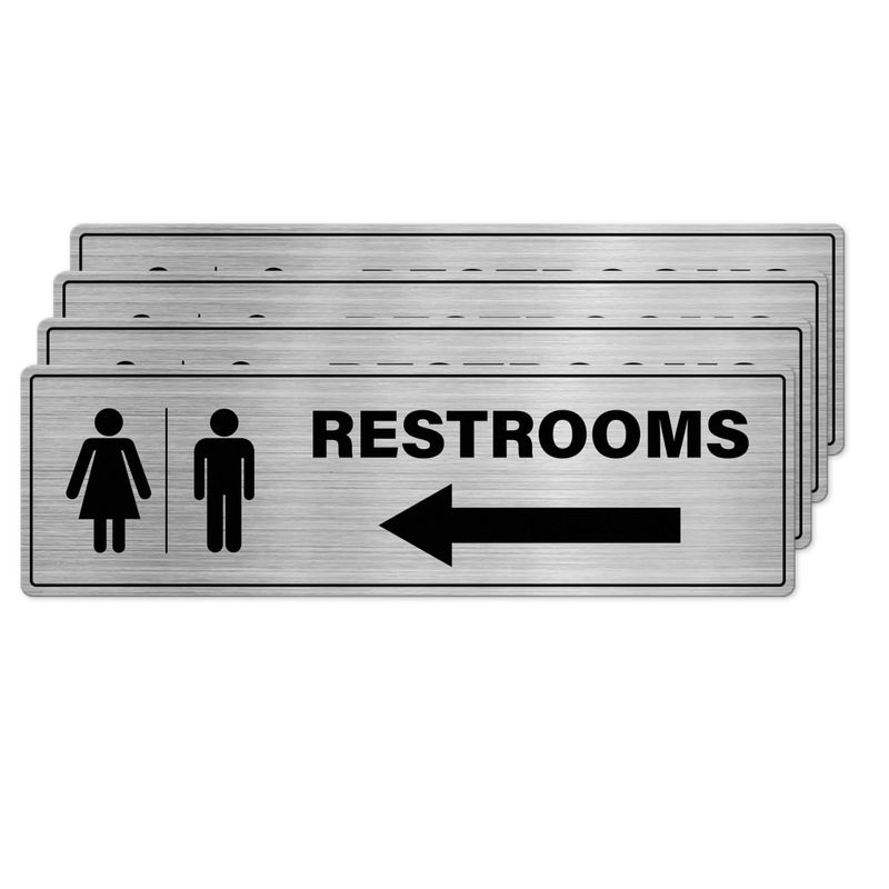 YIKIADA 4 Pack Restrooms Sign with Left Arrow 9 × 3 Inches Self ...