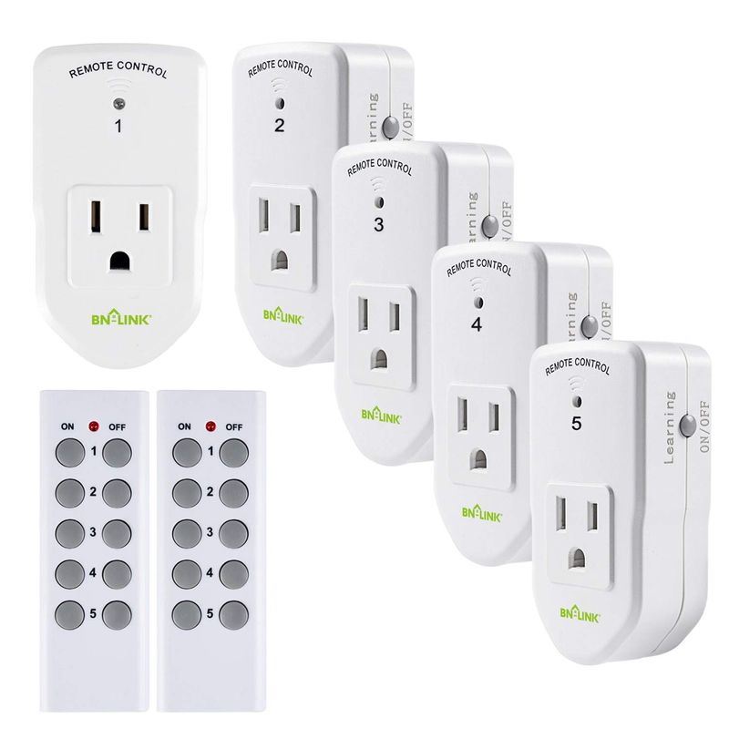 BN-LINK Wireless Remote Control Electrical Outlet Switch for Lights, Fans, Christmas Lights ...