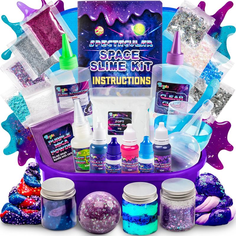 Bryte Spectacular Space Slime Kit, Glow in The Dark Galaxy and Cosmic ...