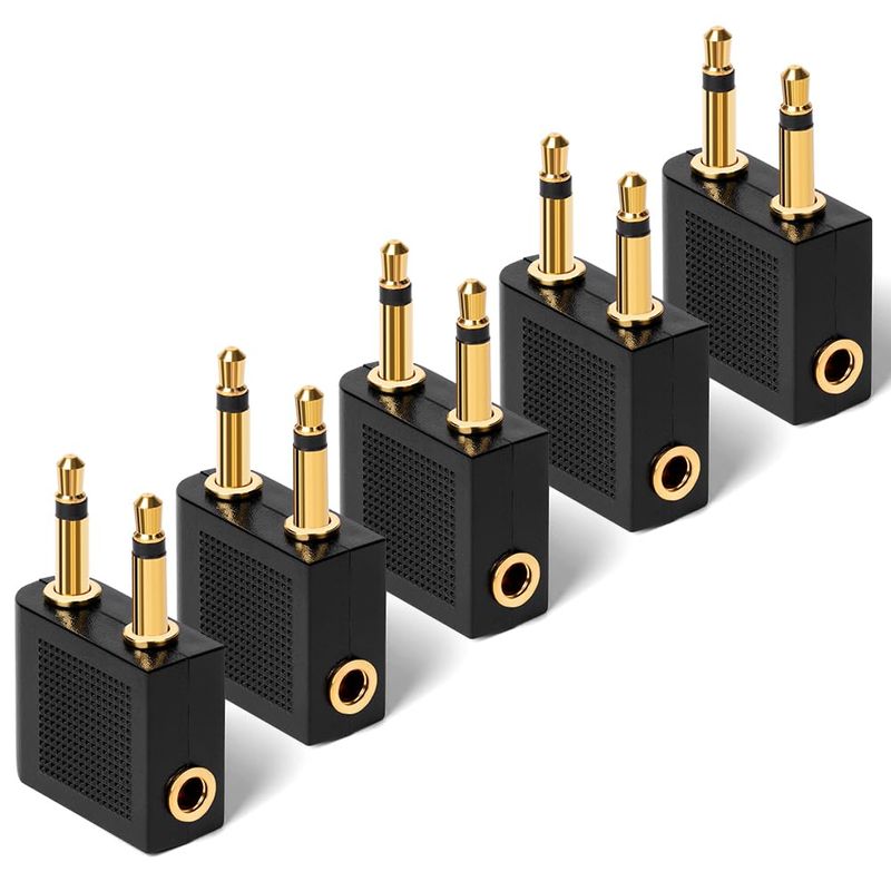AXFEE Airplane Flight Headphone Adapters, 5 Pack Gold Plated 3.5mm ...