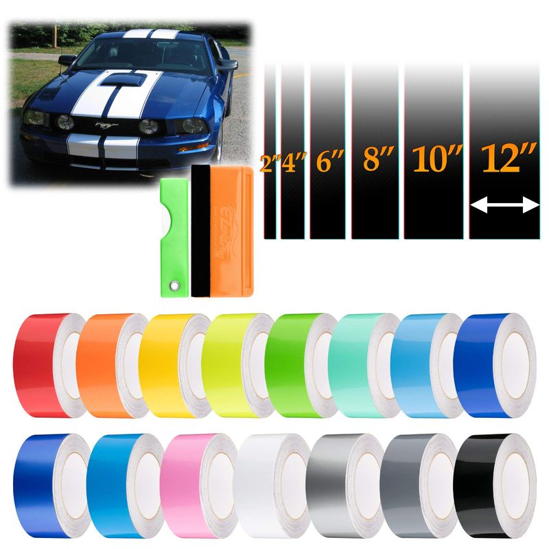 Free Tool Kit 6" Wide 10FT Long Gloss Glossy Pink Racing Stripes Vinyl ...