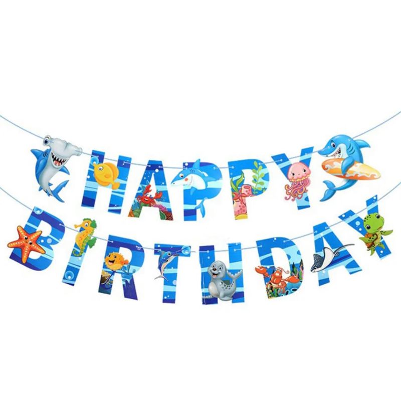 TTOA - Shark Themed Birthday Banner | Sea Themed Party Decorations ...