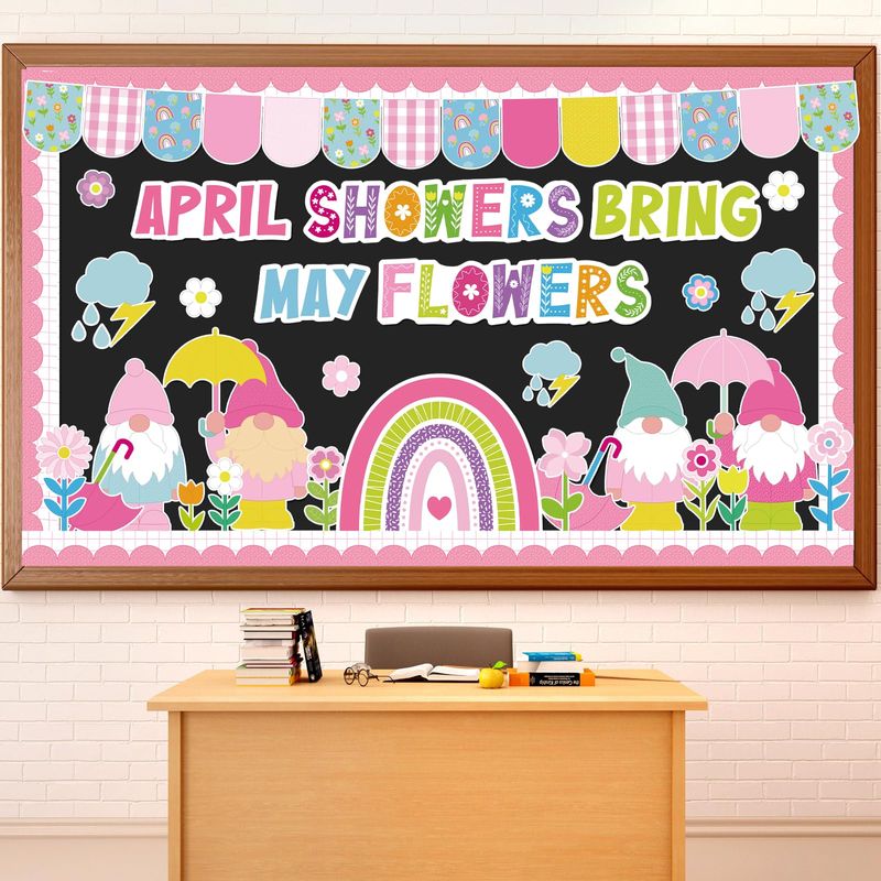 Spring April Showers Bring May Flowers Bulletin Board Decorations ...