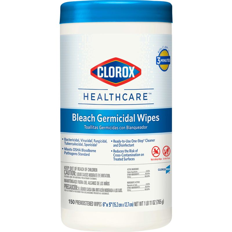 Clorox Healthcare Bleach Germicidal Wipes, 150 Count (Package May Vary ...