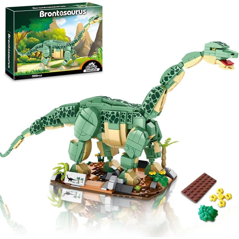 HIGH GODO Dinosaur Building Blocks Set, STEM Brachiosaurus Dino World ...