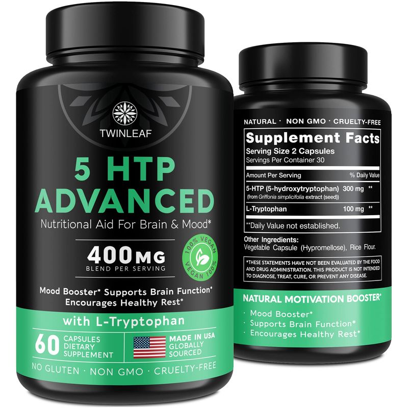TWINLEAF 5 HTP Supplement for Mood Support - Made in USA - Natural 5 ...