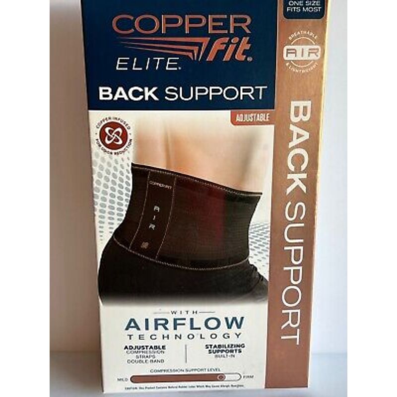 Copper Fit Elite Back Support Brace Adjustable Straps & AIRFLOW, 1-Size ...