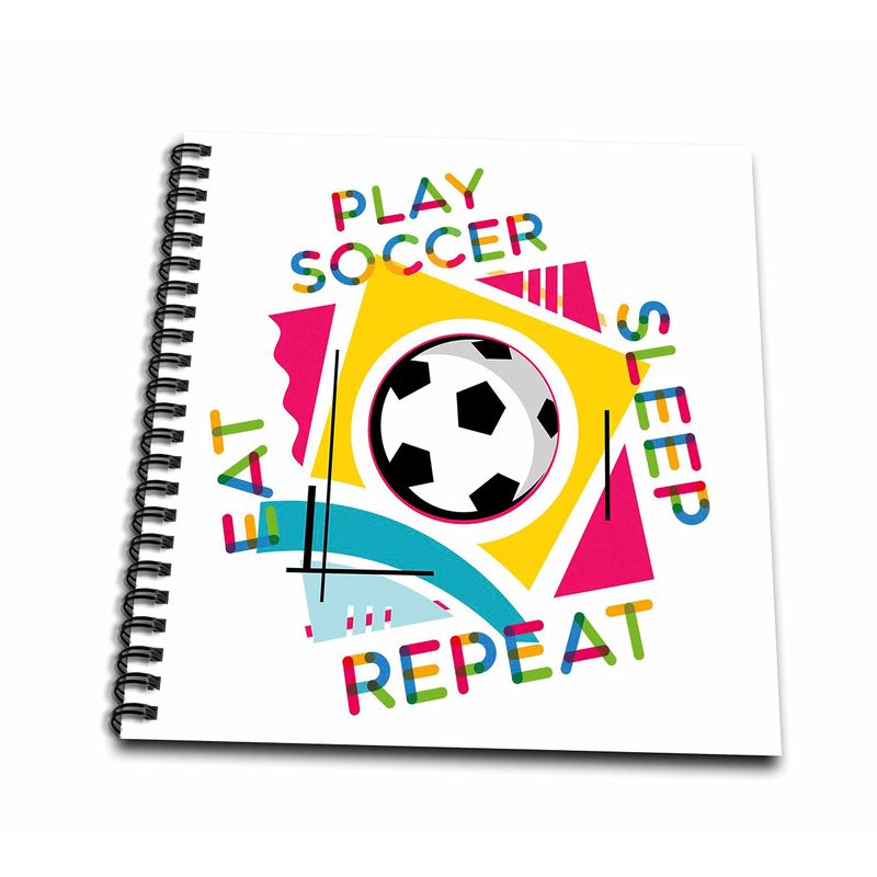 Drawing Book 8 x 8 inch - Soccer Ball, Colorful Text Eat, Sleep, Play ...