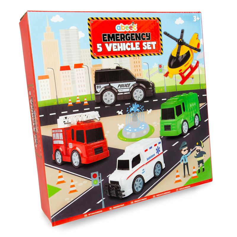 abeec Emergency Vehicles Toys Set x 5 - Ambulance Toy, Fire Engine ...