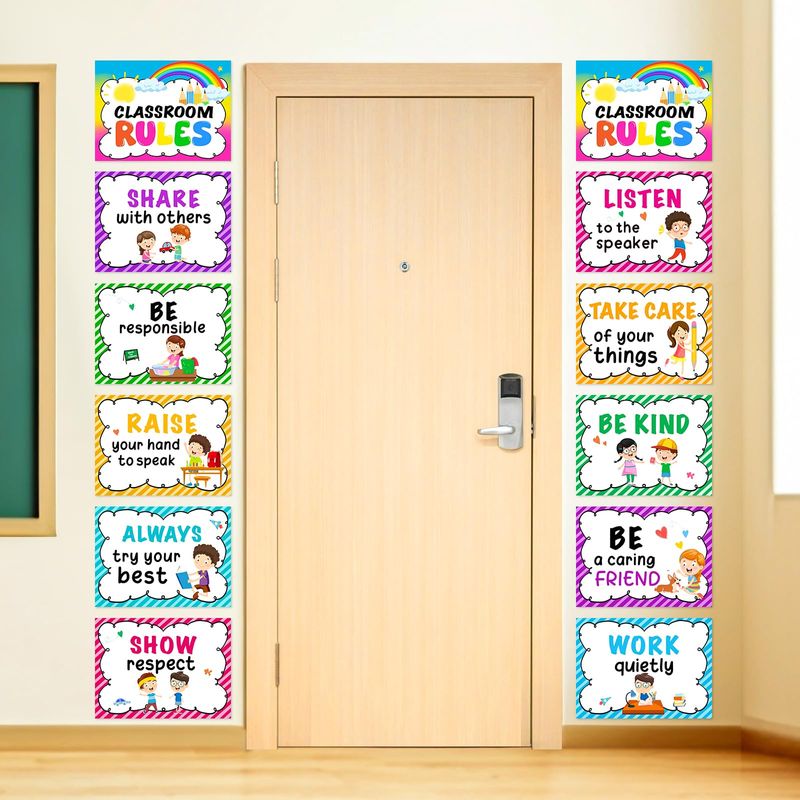 Sereliy 12PCS Classroom Rules Posters Behavior Educational Manners ...
