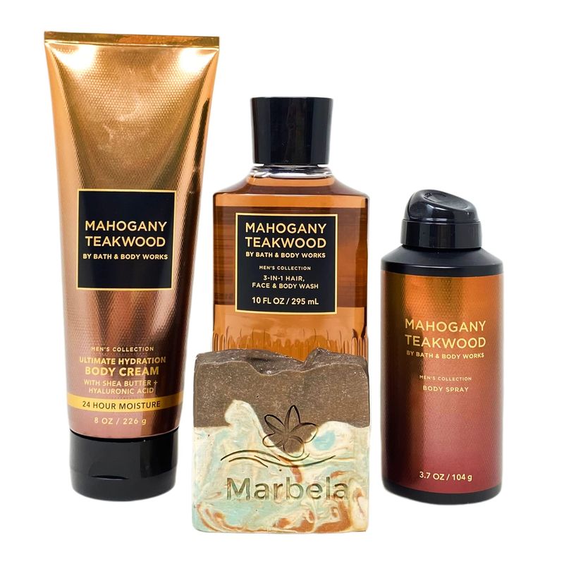 Bath & Body Works Men's Collection Mahogany Teakwood 3 Piece Gift Set ...