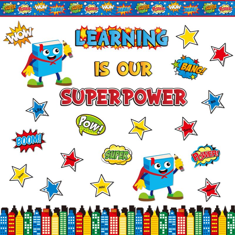 FEzabqqbvc Hero Learning Bulletin Board - 80Pcs Back to School Learning ...