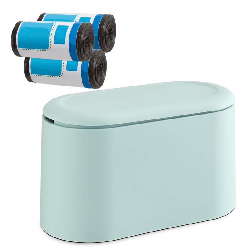 MEETOZ Mini Trash Can with Lid, Small Trash Can, Desk Trash Can ...