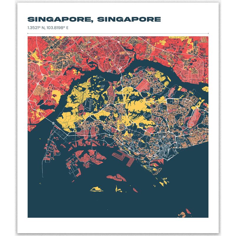 Singapore City Wall Map Poster | Singapore Map City Prints Classroom ...