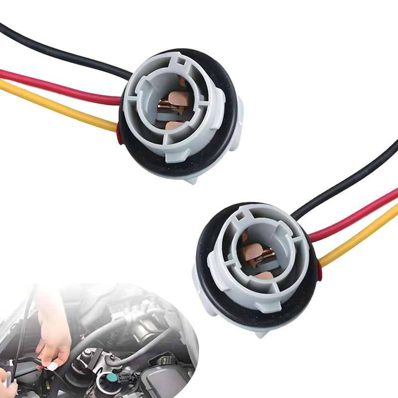 Flygun 2 PCS 1157 Car LED Bulb Socket with Wiring Harness, Waterproof Socket Harness Connector ...