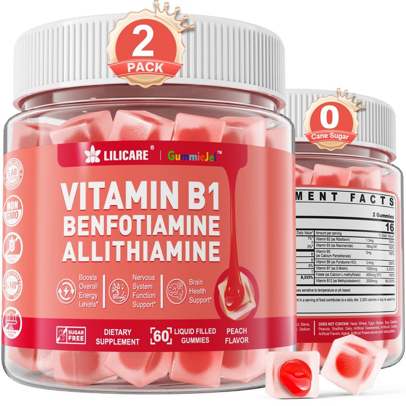 Vitamin B1 Gummies with Benfotiamine 300mg, Allithiamine, Thiamine ...