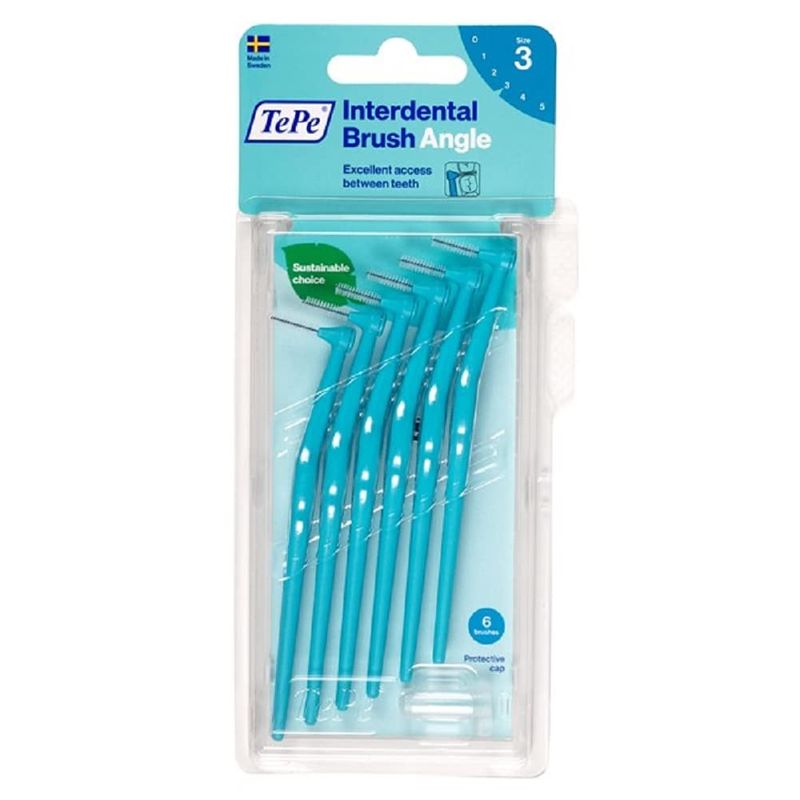 Tepe Angle Interdental Brush, 6 Pieces, 1 Cap, Blue (0.6 mm) - Online ...