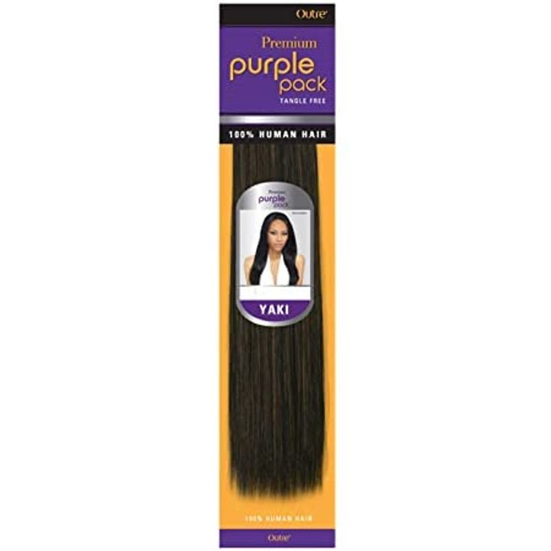 Outre Premium Purple Pack 100% Human Hair Yaki Extension Weave w/Needle ...