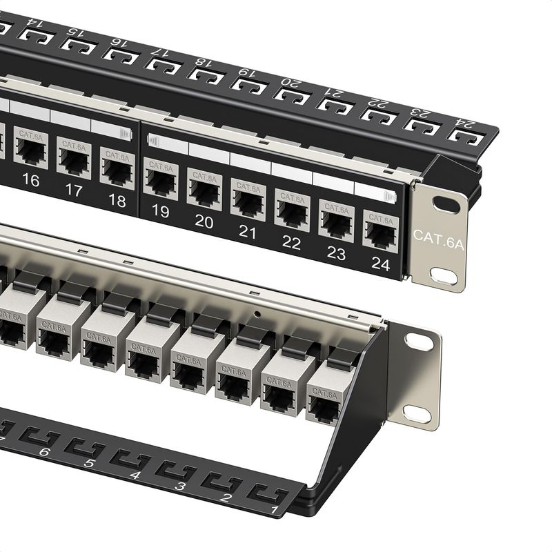 Cable Matters 1U 19-Inch 24-Port 10Gbps Cat6A Ethernet Patch Panel with ...