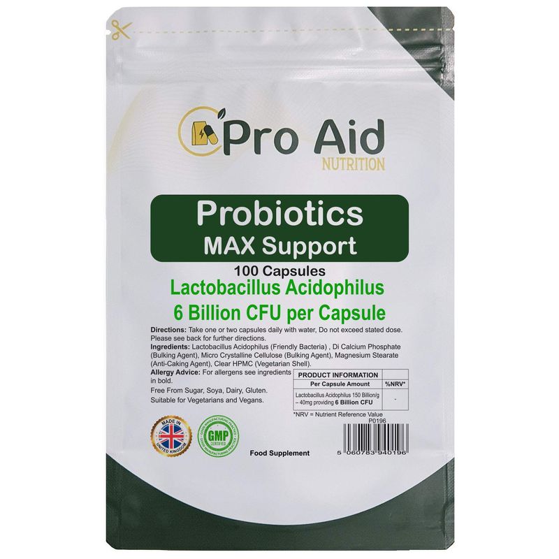 Probiotics Capsules Max Support 6 Billion CFU 100 Pack by ProAid ...