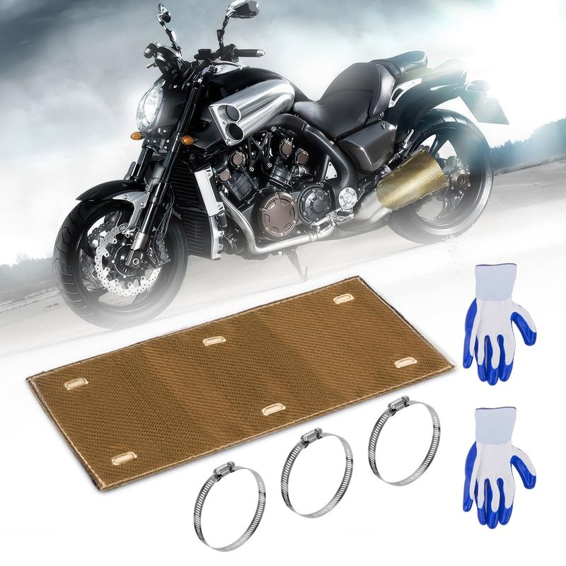 YIBEICO Titanium Pipe Shield with Gloves, 12" x 6" Exhaust Heat Shield ...