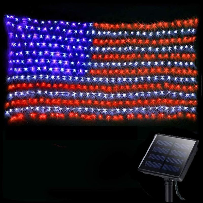 American Flag Lights Outdoor Solar Powered,420 Super Bright LEDs,6.5ft ...