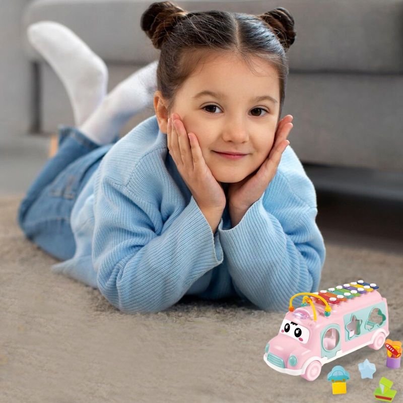 PEBBLE HUG Xylophone School Bus Toy, Attractive Design, Shape Sorter ...