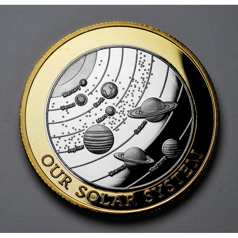 The Commemorative Coin OUR SOLAR SYSTEM Dual Metal 24ct Gold .999 ...