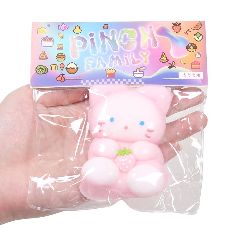 1pcs Pink Squishy Cat Squeeze Toys, Pinch Family Kawaii Sticky ...