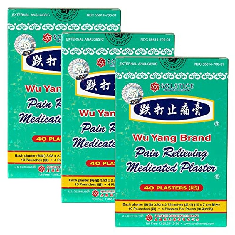 WU YANG BRAND Pain Relieving Medicated Plasters (40 Patches per Box) (3 ...