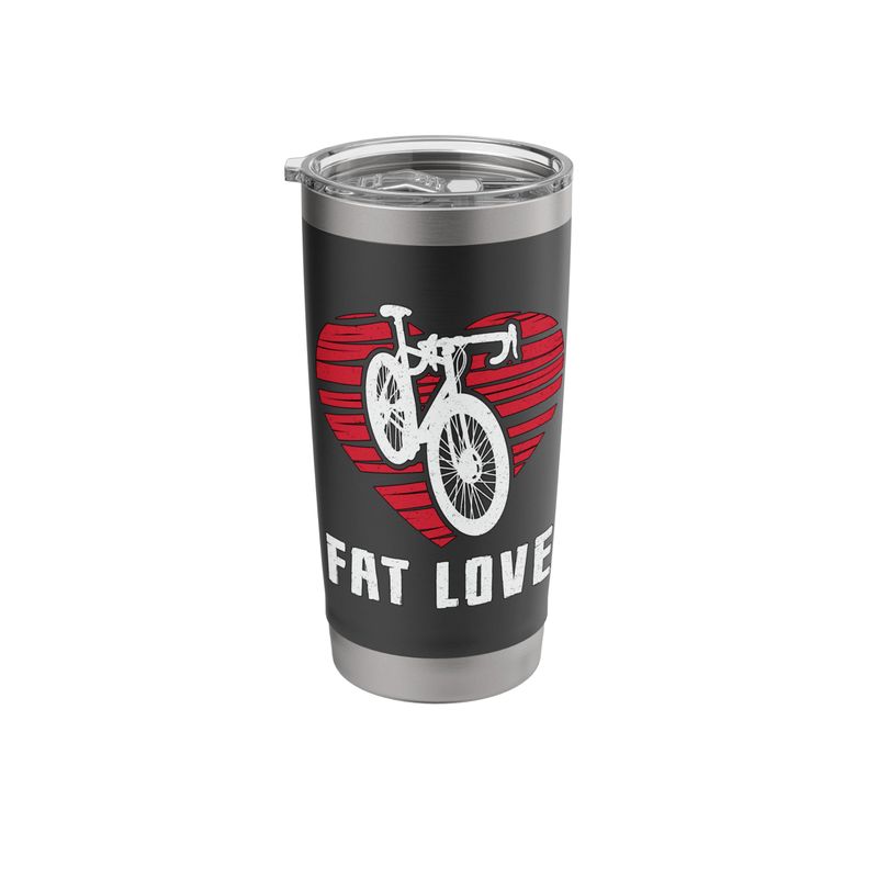 Fat Love Fat Bike Design Heart Fat Tires MTB Biker Fat Bike Stainless ...